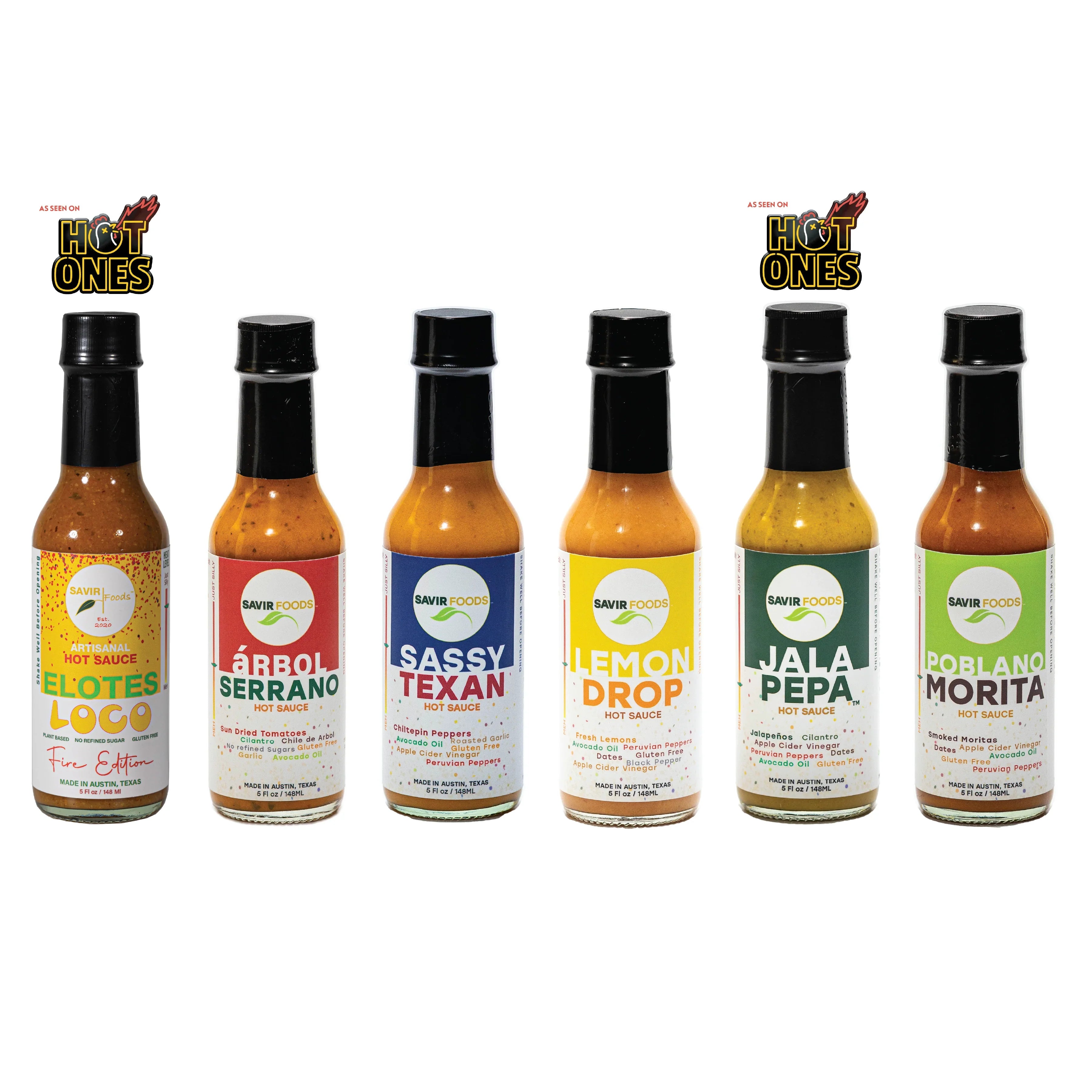 Hot Sauce Sampler | 6 Hot Sauces Sample | SAVIR Foods